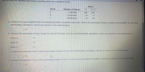 A Construct An Equal Weighted Index By Assuming Chegg Com