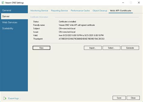 Veeam ONE Server Settings Veeam ONE Monitoring Guide