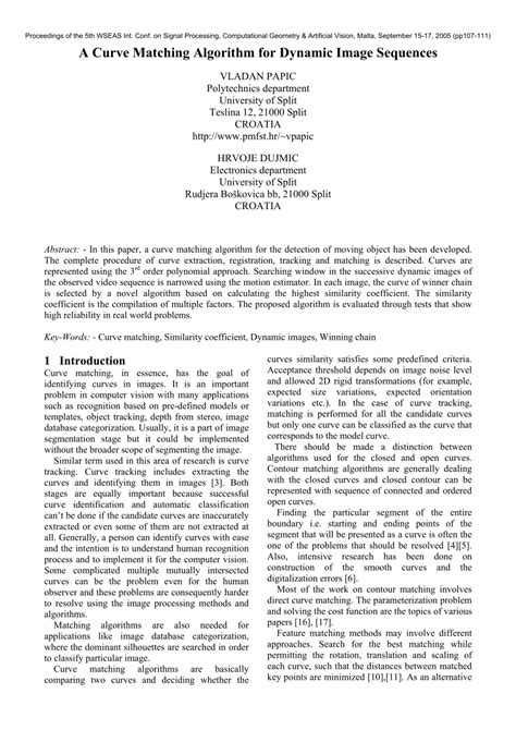 pdf a curve matching algorithm for dynamic image sequences