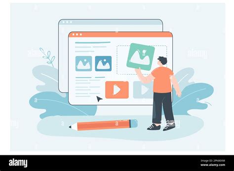 Man Adding Content To Website Flat Vector Illustration Stock Vector