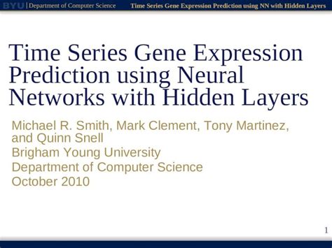 Ppt Time Series Gene Expression Prediction Using Nn With Hidden Layers Department Of Computer