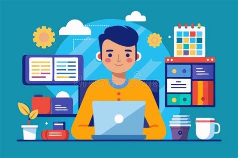 a programmer sits at a bright desk focused on coding with a laptop and an organized array of