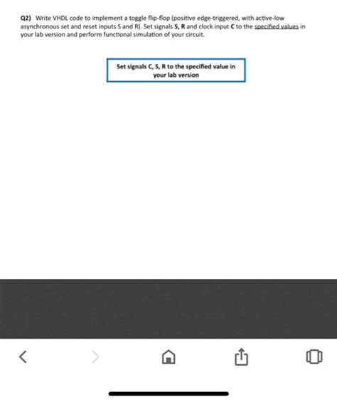 Solved 02 Write Vhdl Code To Implement A Toggle Flip Flop
