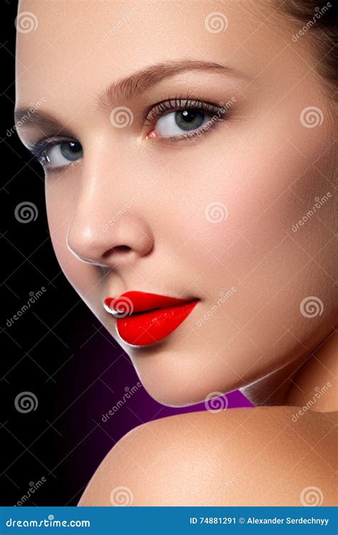 Lips Beauty Red Lips Makeup Detail Stock Image Image Of Face