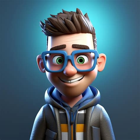 Happy Cartoon 3d Programmer Hacker Premium Ai Generated Image
