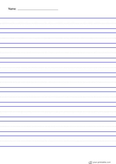 Lined Paper For 2nd Grade With Name And Dotted Line Blue 3 4 Inch Your