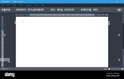 Text Editor In Dark Theme With Blank Page Digital Application For Documentation And Correction