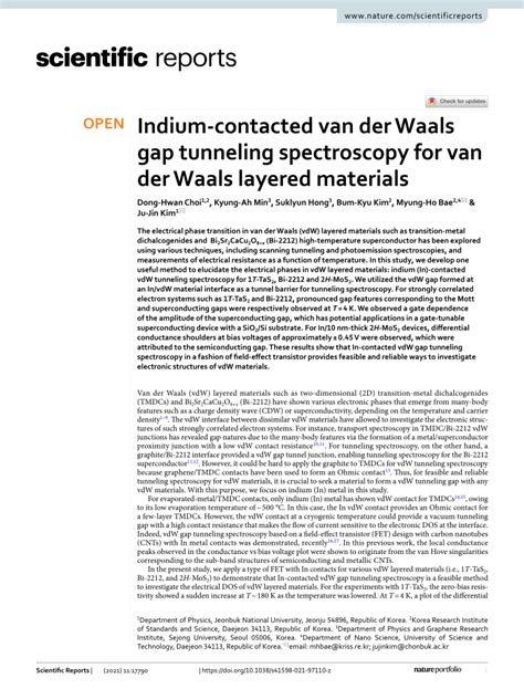 Pdf Indium Contacted Van Der Waals Gap Tunneling Spectroscopy For Van