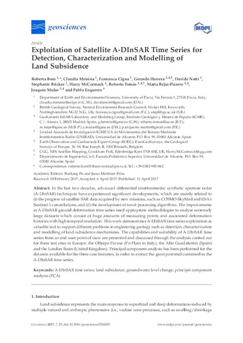 Pdf Exploitation Of Satellite A Dinsar Time Series For Detection