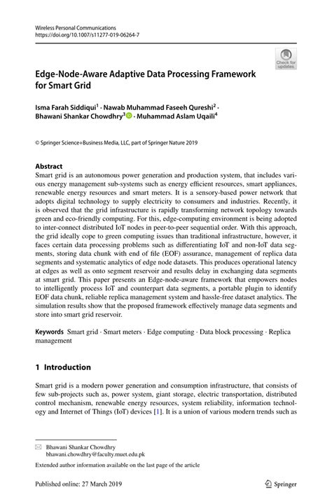 Pdf Edge‑node‑aware Adaptive Data Processing Framework For Smart Grid