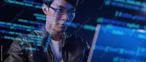 asian man using computer with ai chatbot futuristic computer cybersecurity code preview