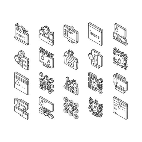 Debug Research And Fix Collection Isometric Icons Set Vector 39307875 Vector Art At Vecteezy