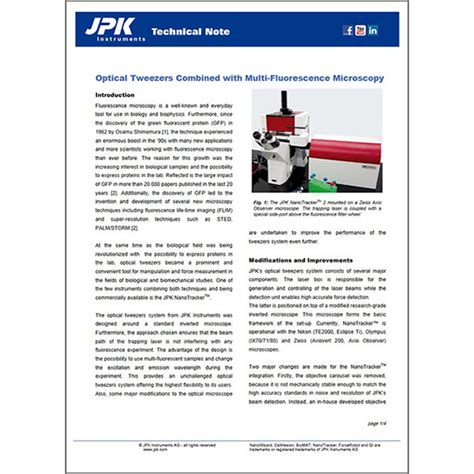 Free Pdf Optical Tweezers Combined With Multi Fluorescence Microscopy Bruker
