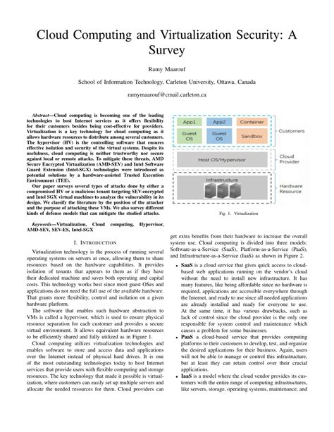 PDF Cloud Computing And Virtualization Security A Survey