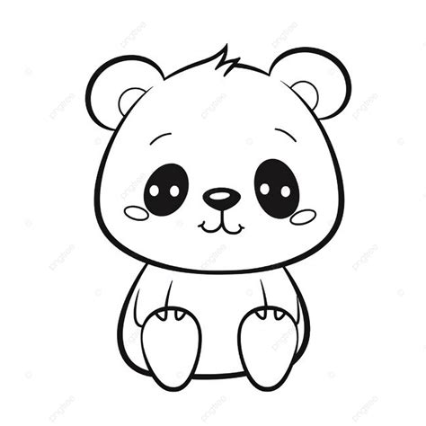 귀여운 팬더 곰 색칠 인쇄물 기본 간단한 귀여운 만화 팬더 개요 흰색 배경에 고립 어린이 색칠 페이지 Png 일러스트 및