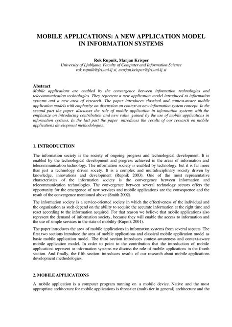 pdf mobile applications a new application model in information systems