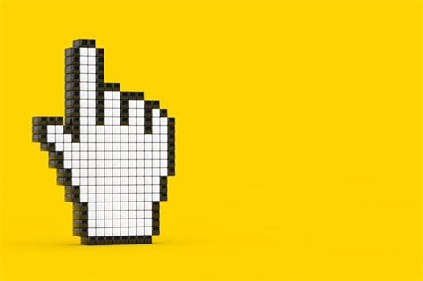 Premium Photo Pixel Hand Cursor Icon 3d Rendering