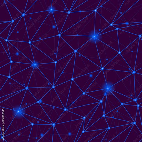Blue Polygonal Network Grid Seamless Pattern Abstract Modern Technology Line Background