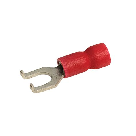 TruConnect 4 0mm Red 18A Flanged Fork Connector Rapid Electronics