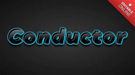 Conductor Black 3d With Blue Glow Text Effect Generator