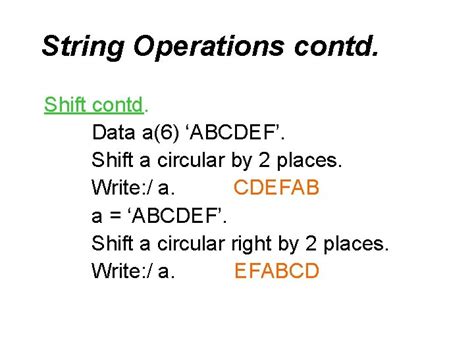 String Operations String Operations Concatenate Split Shift Replace