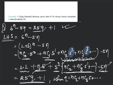 [solved] Using Binomial Theorem Prove That 6 {n} 5 N Always Leaves Rema