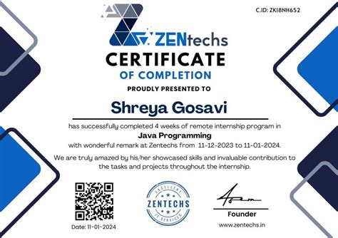 Javainternship Remotelearning Zentechs Shreya Gosavi