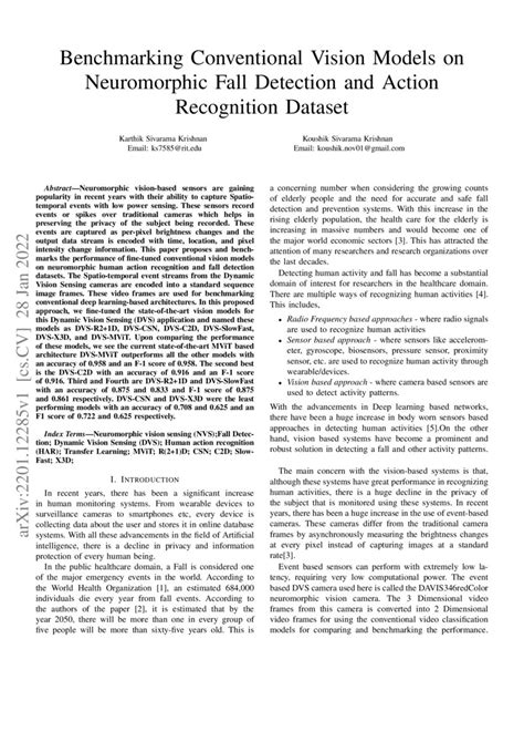 Benchmarking Conventional Vision Models On Neuromorphic Fall Detection