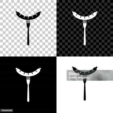 검은 색 흰색과 투명 한 배경에 고립 된 스팀 아이콘 포크에 소시지 구운 소시지와 아로마 표지판 벡터 일러스트 가공육에 대한 스톡 벡터 아트 및 기타 이미지 Istock