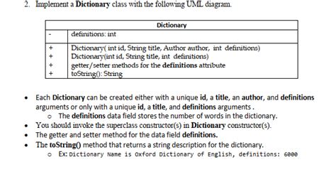 Solved Implement A Dictionary Class With The Following Chegg