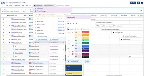 how to create a gantt chart for multiple projects visor