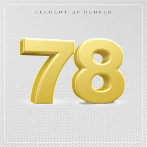 Premium PSD | 78 number golden 3d render
