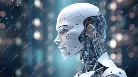 Ai 휴머노이드 로봇 지능 또는 기계 학습 개념 세계화 및 기술 프리미엄 사진