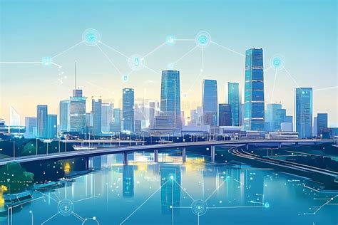 商务ai数字艺术 商务简约现代科技风城市天际线桥梁河流网络连接插画 Ai图片免费下载 Png格式 4032像素 编号71786361 千图网