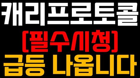 캐리프로토콜 코인 전망 필수 시청 급등 나옵니다 Youtube