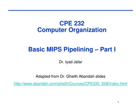Ppt Cpe 232 Computer Organization Basic Mips Pipelining Part I