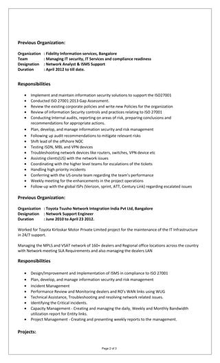 Adarsh Resume Iso27001 Doc