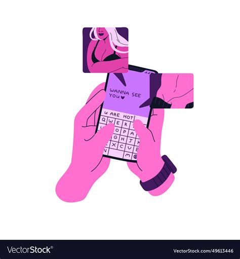 Couple Send Nudes Erotic Photo In Chat Messager Vector Image