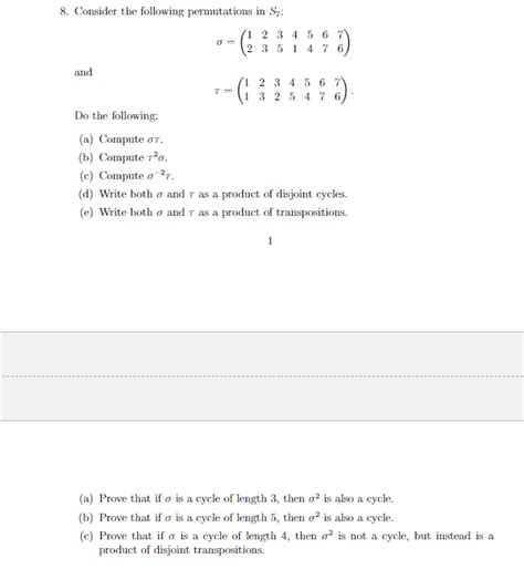 Solved Consider The Following Permutations In S7