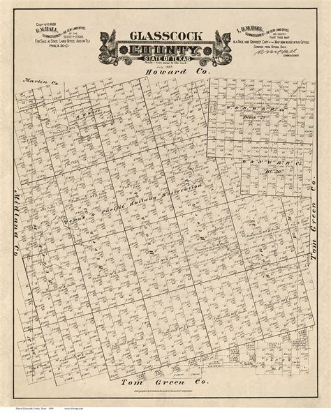 Glasscock County Texas 1889 Old Map Reprint Old Maps