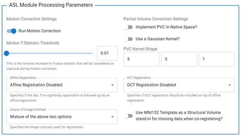 Exploreasl Processing Parameters Exploreasl Gui
