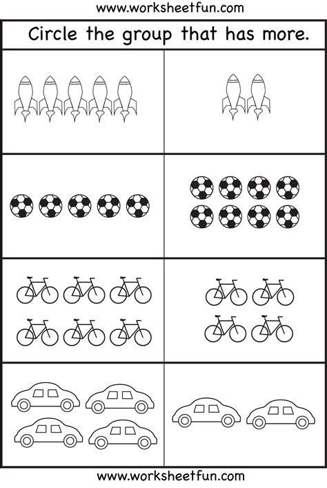 Comparison Worksheets More Or Less Free Kindergarten Worksheets Printable Preschool