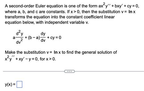 A Second Order Euler Equation Is One Of The Form