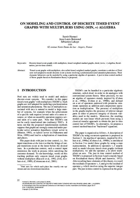 pdf on modeling and control of discrete timed event graphs with