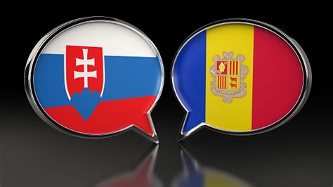 연설 거품과 슬로바키아 안도라 플래그입니다 3 차원 일러스트 레이 션 0명에 대한 스톡 사진 및 기타 이미지 0명 3차원