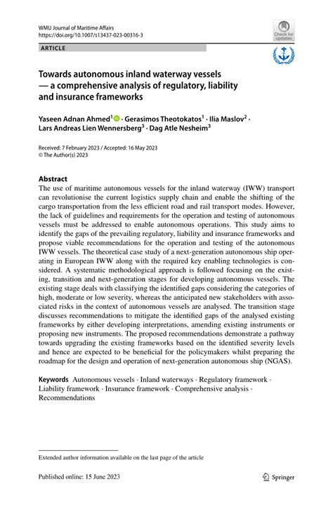 Pdf Towards Autonomous Inland Waterway Vessels — A Comprehensive