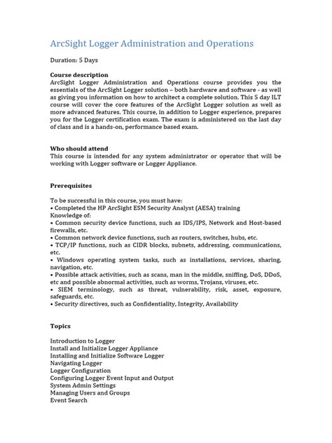 Arcsight Logger Pdf
