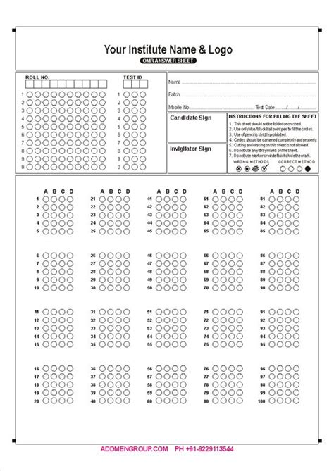 250 Question Omr Sheet Sample