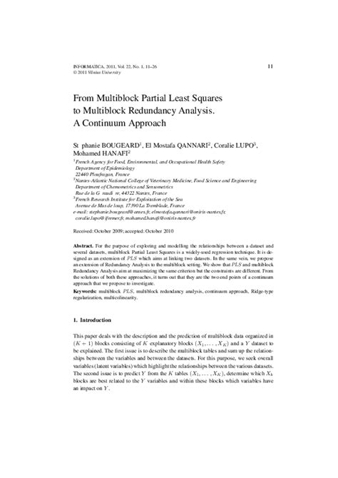 Pdf From Multiblock Partial Least Squares To Multiblock Redundancy