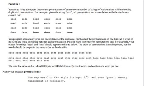 Solved You Are To Write A Program That Creates Permutations Chegg